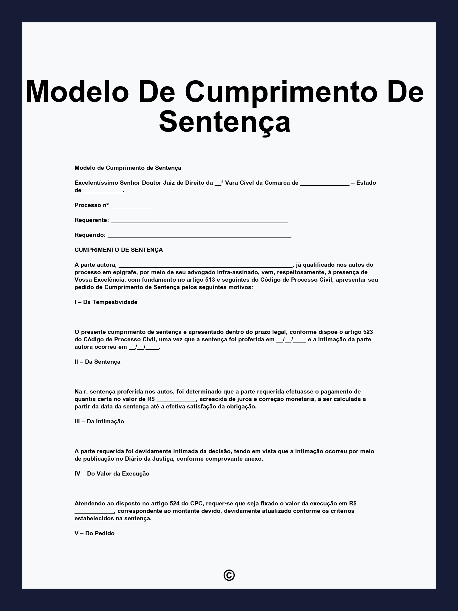 Modelo De Cumprimento De Sentença