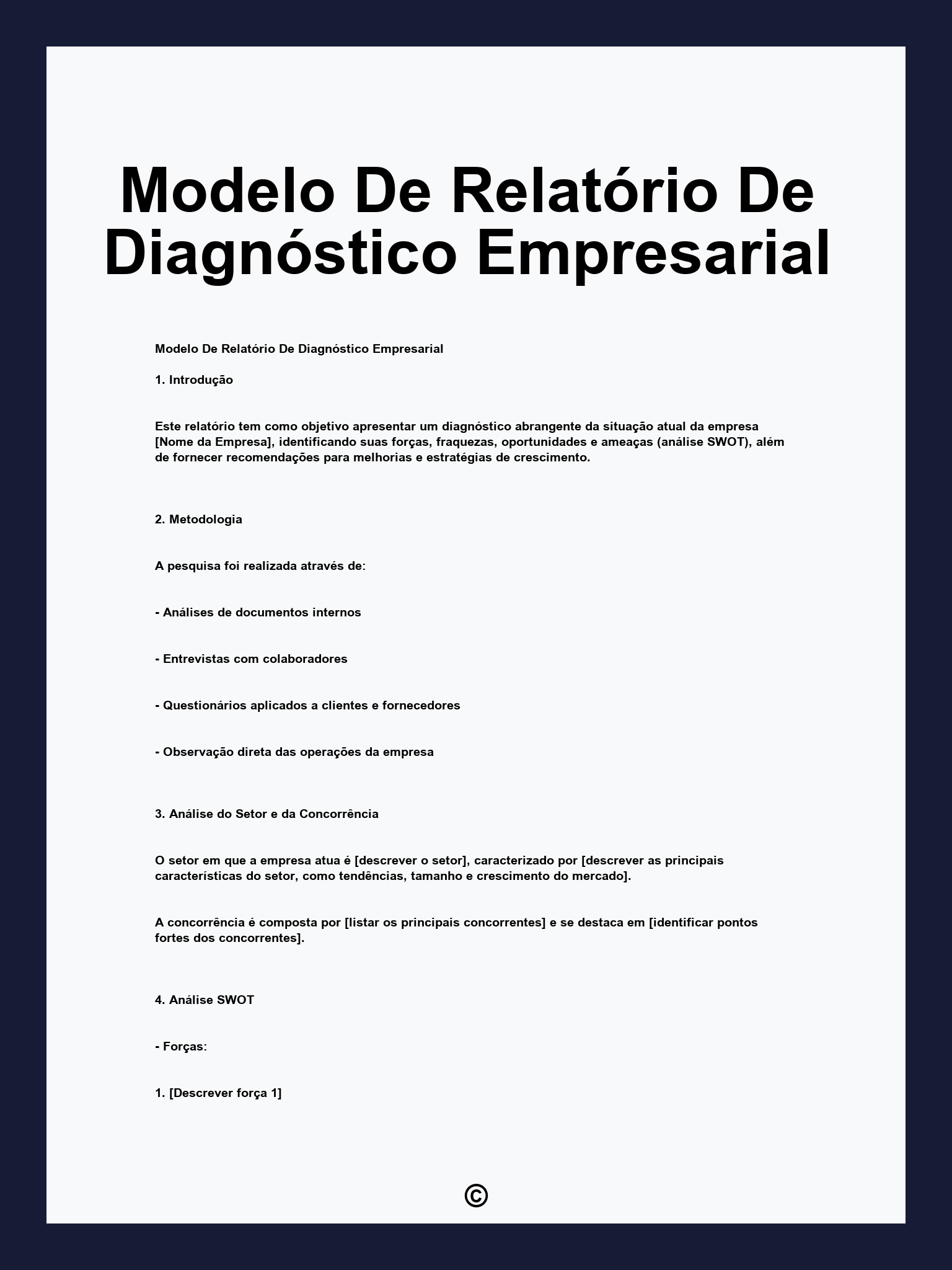Modelo De Relatório De Diagnóstico Empresarial