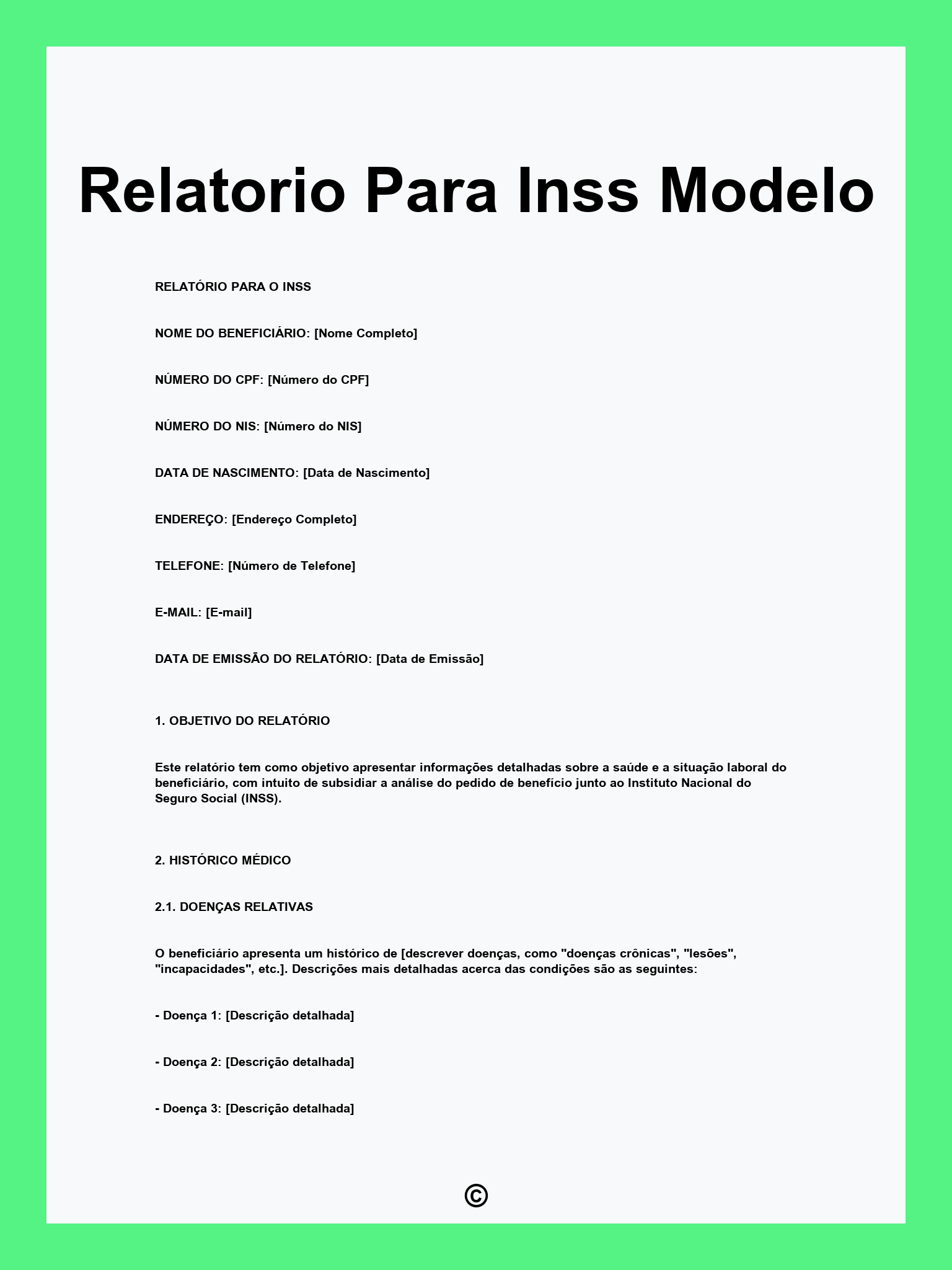 Relatorio Para Inss Modelo